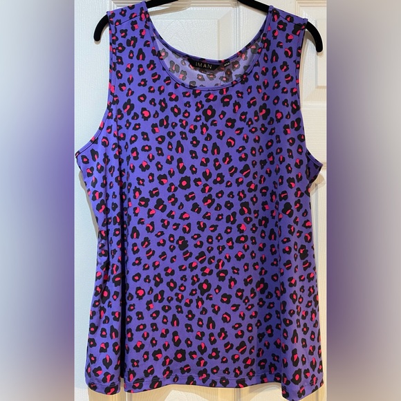 IMAN | Tops | Nwt Plus Size X Tank Top Purple Leopard Print By Iman ...